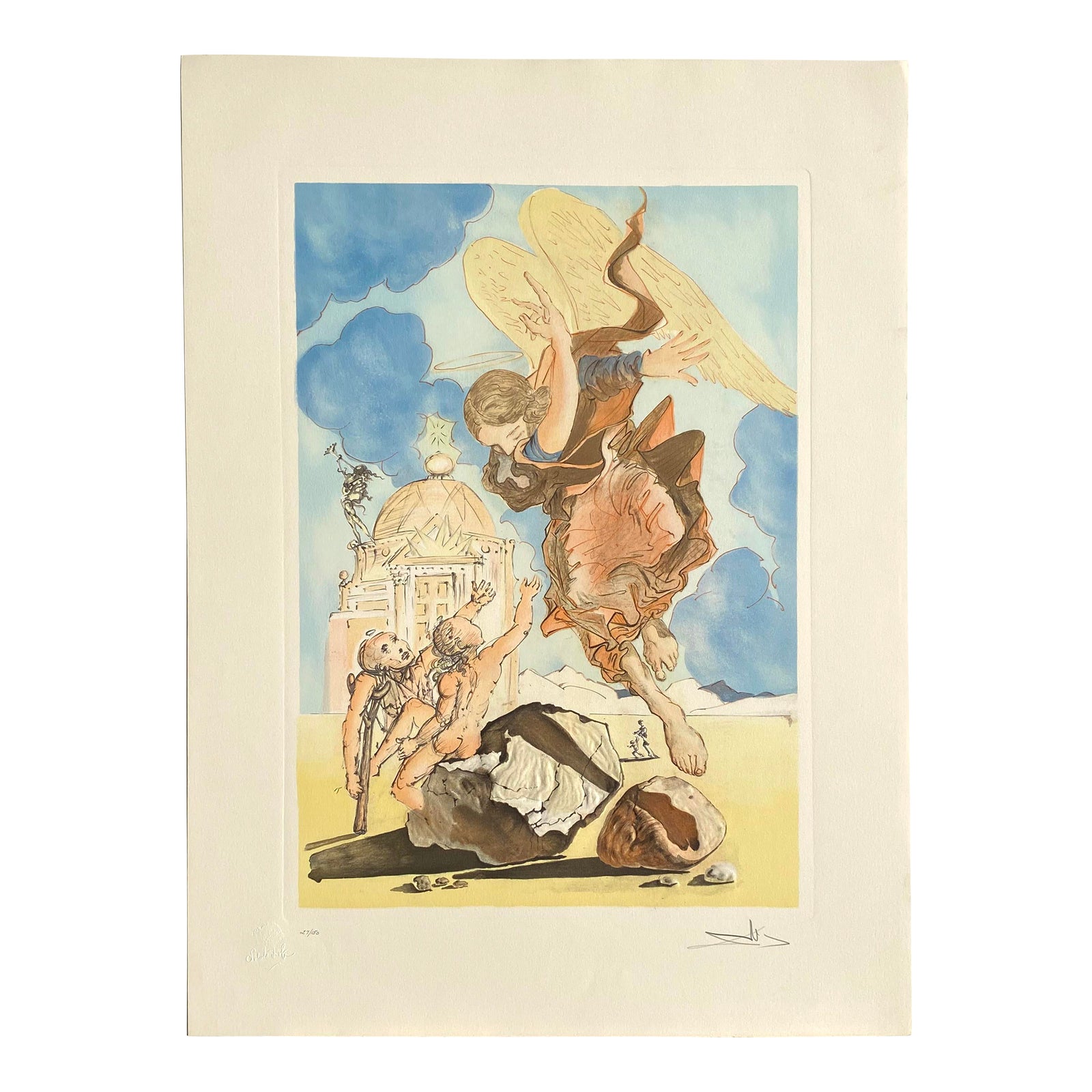 Salvador Dalí Signed Original 1982 Lithograph Etching 'Eternal Angel ...