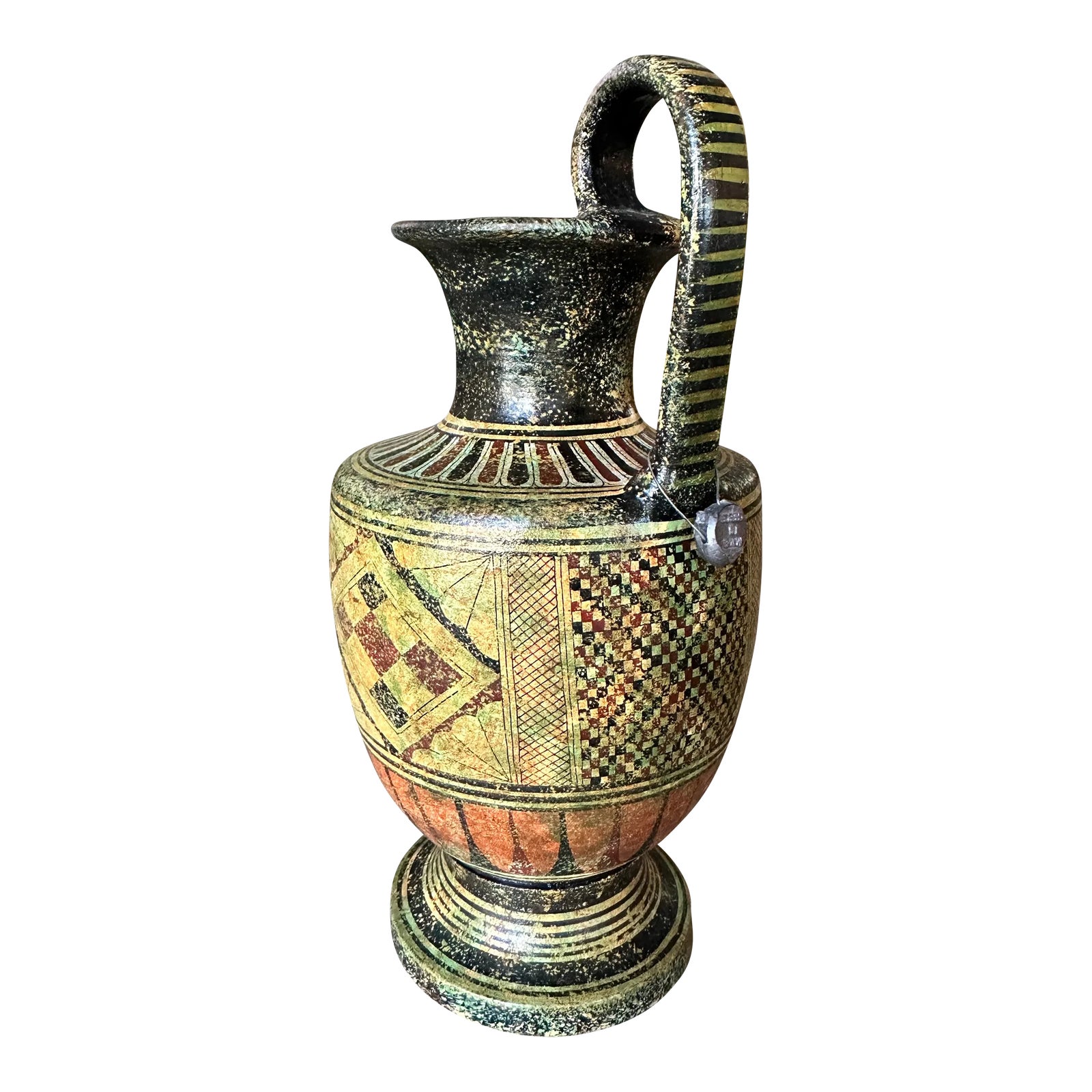 Ancient Greek Depiction Pitcher Vase Hand Painted Geometric Pattern ...