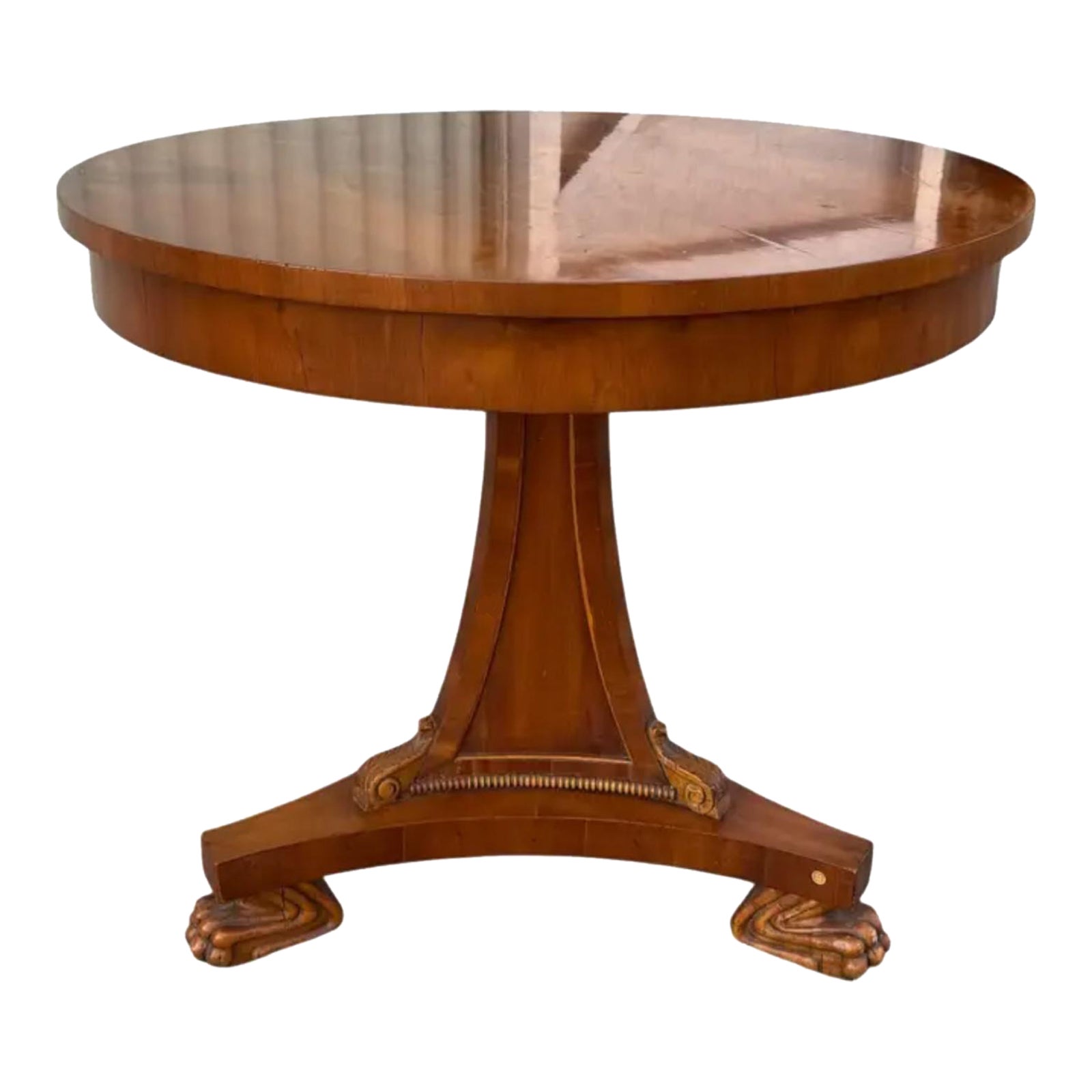 Alfonso Marina Regency Style Round Side Table W Giltwood Feet | Chairish