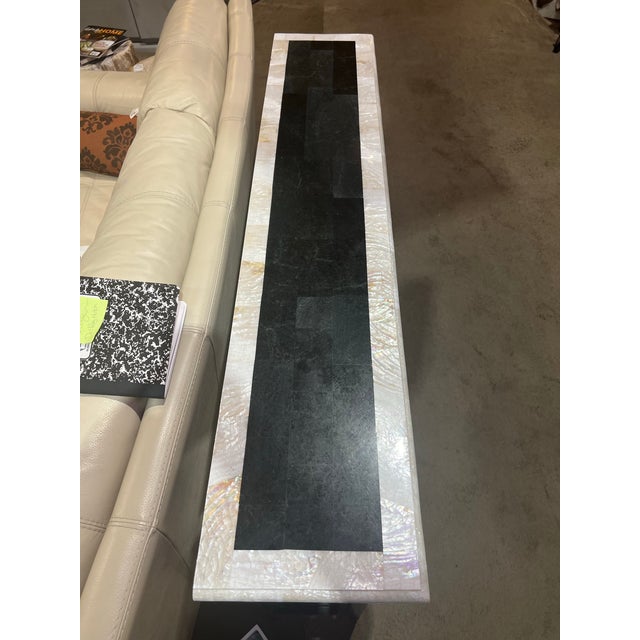 Black Granite & Shell Console Table: Coastal in Stone | Chairish