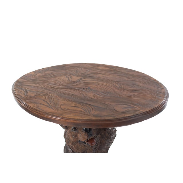 Rustic Black Forest Walnut Bear End Table | Chairish
