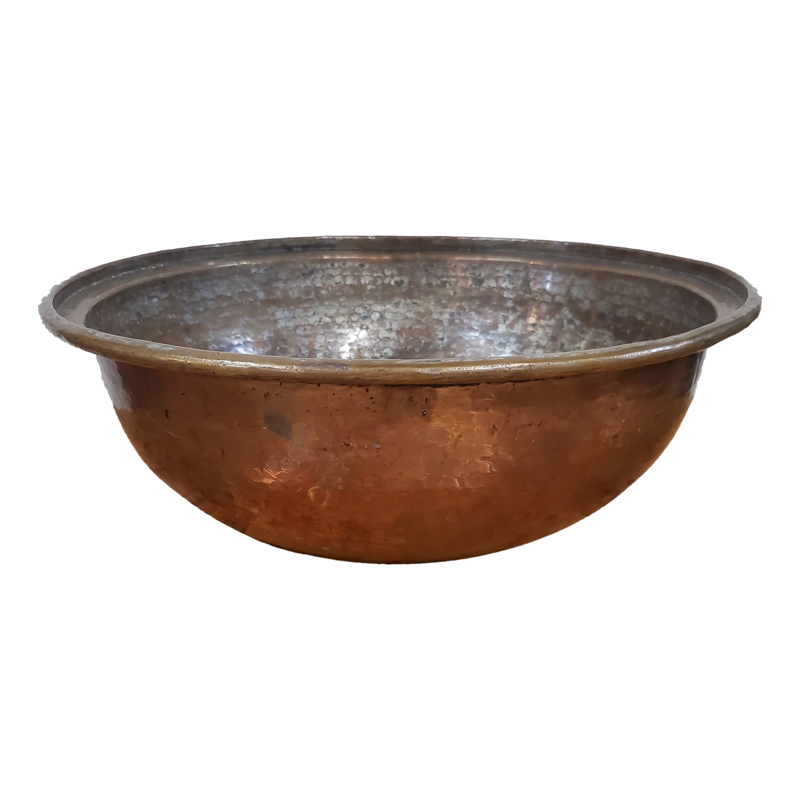 Extra Large Early 20th Century Hammered Copper Bowl | Chairish