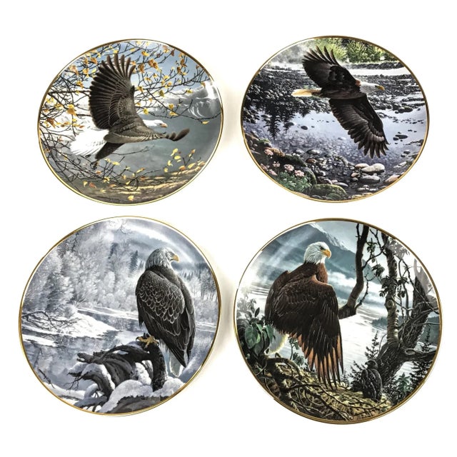 1990s Collectible Porcelain Printed Bald Eagle Series Plate | Chairish