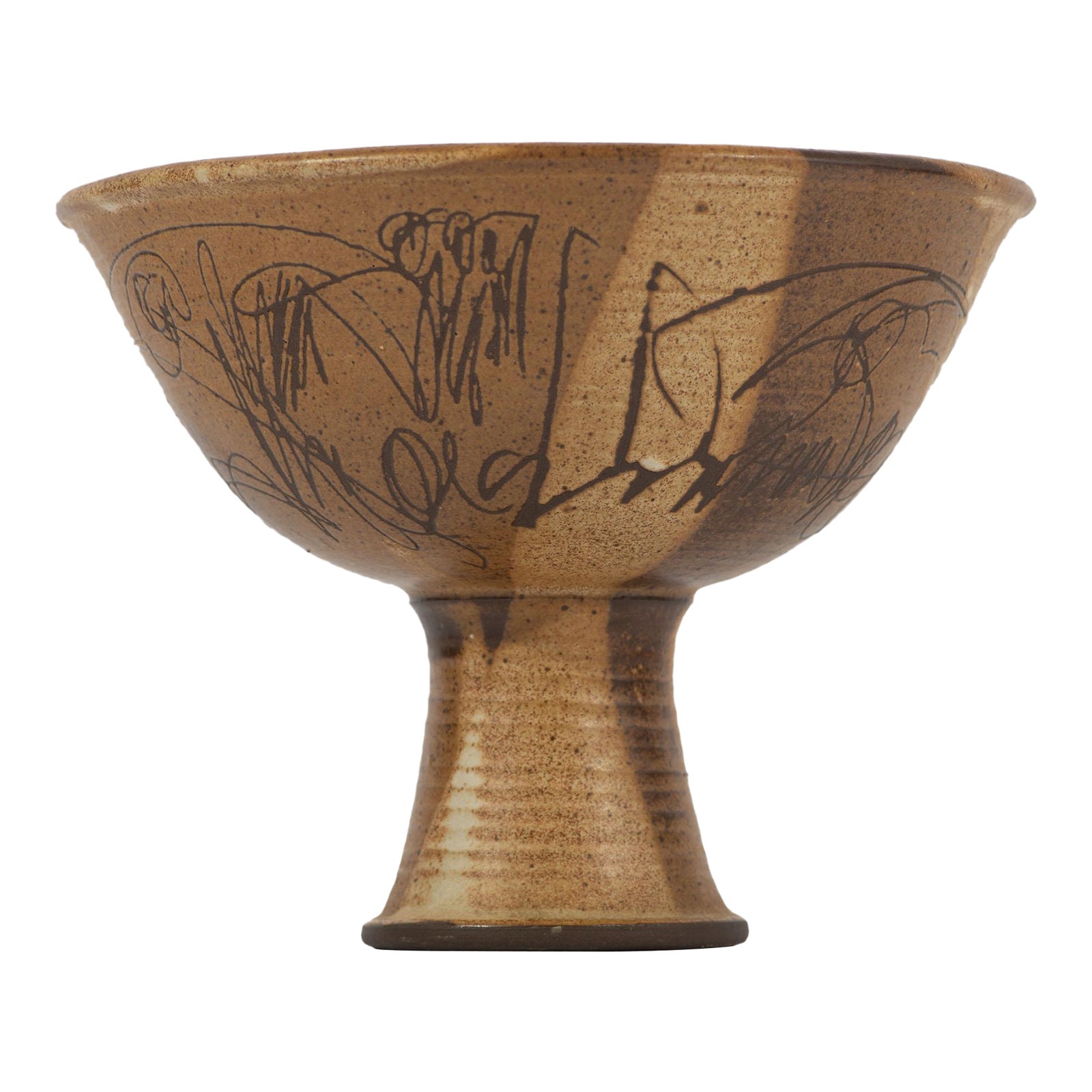 Studio Pottery Compote With Incised Design | Chairish