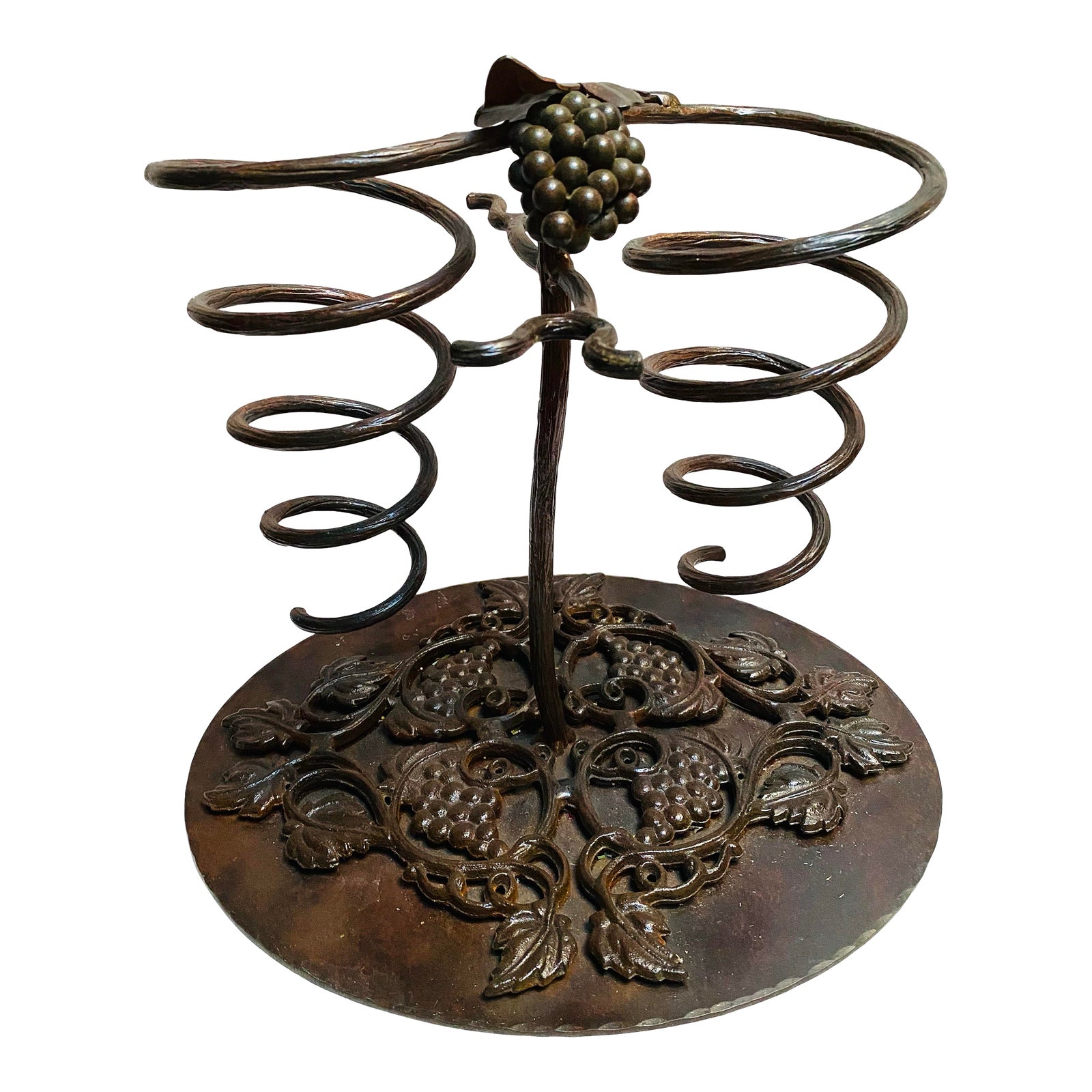 Vintage 1970s Copper Plated Heavy Iron Grapes Wine Bottles Holder ...