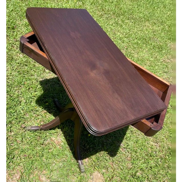 Mahogany Traditional Style Swivel Flip Top Accent Game Table | Chairish