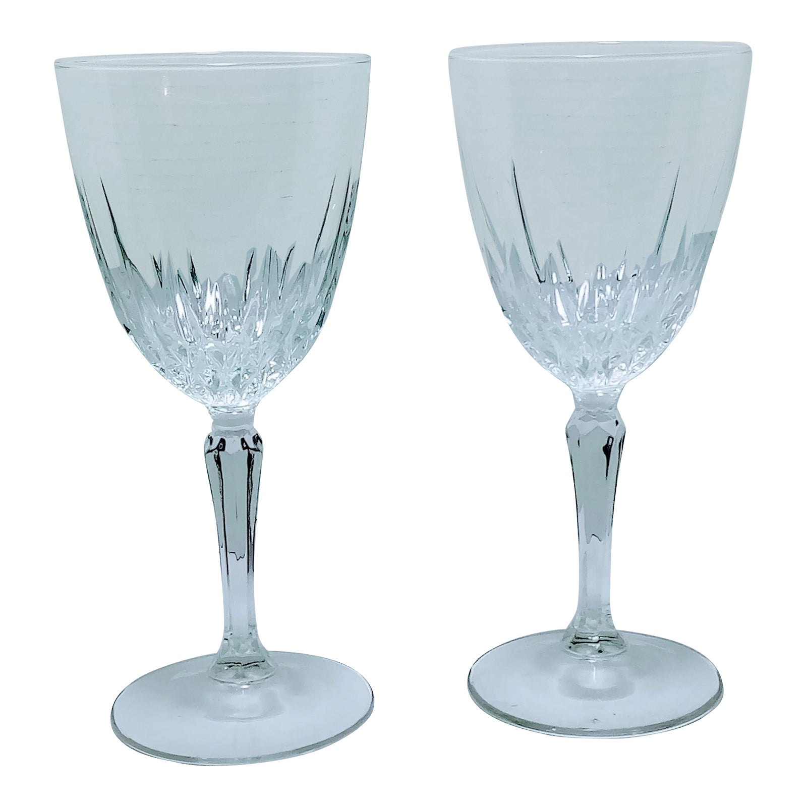 Two Vintage French Crystal Water Goblets | Chairish