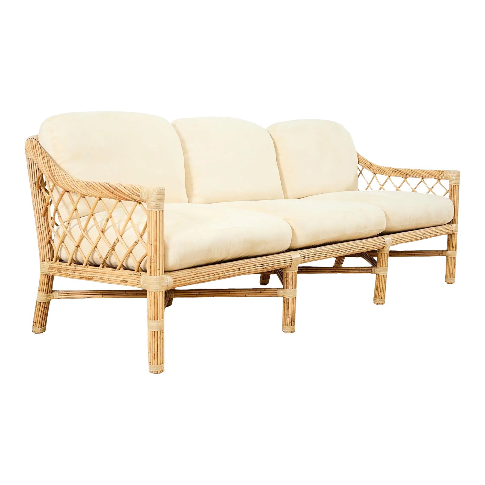 McGuire Organic Modern Rattan Sofa | Chairish