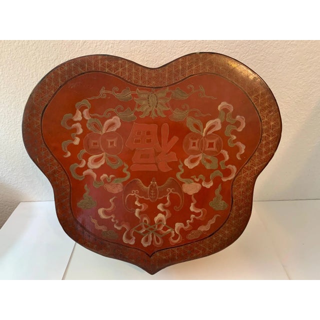 1910s Chinese Lacquered Heart Storage Box | Chairish