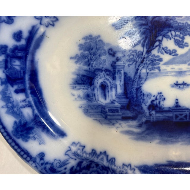 Antique W H Grindley & Co Flow Blue Platter in the Lake Scene Shanghai ...