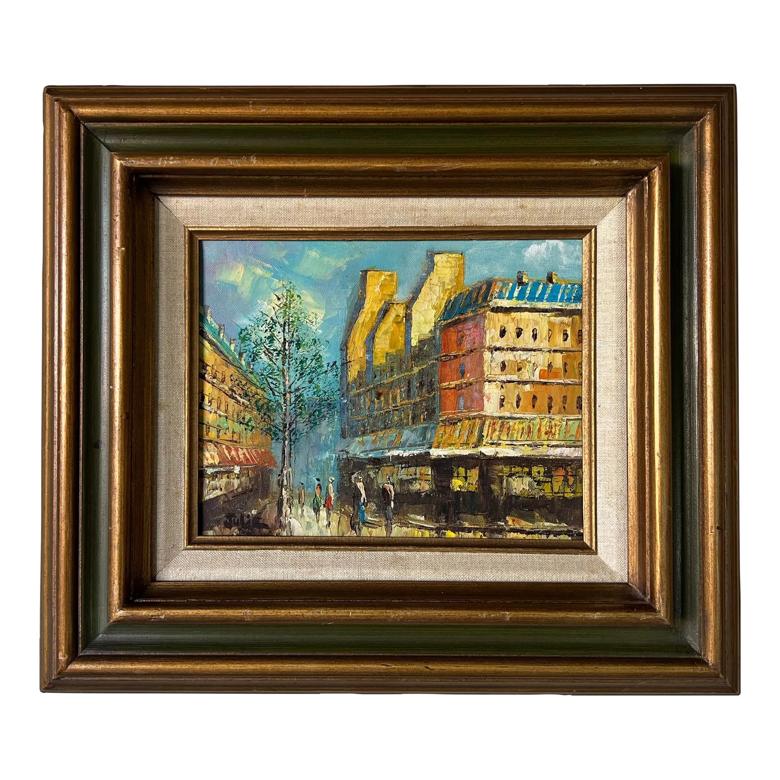 1970's Julie Impressionist Paris Street Scene Oil on Canvas Painting ...