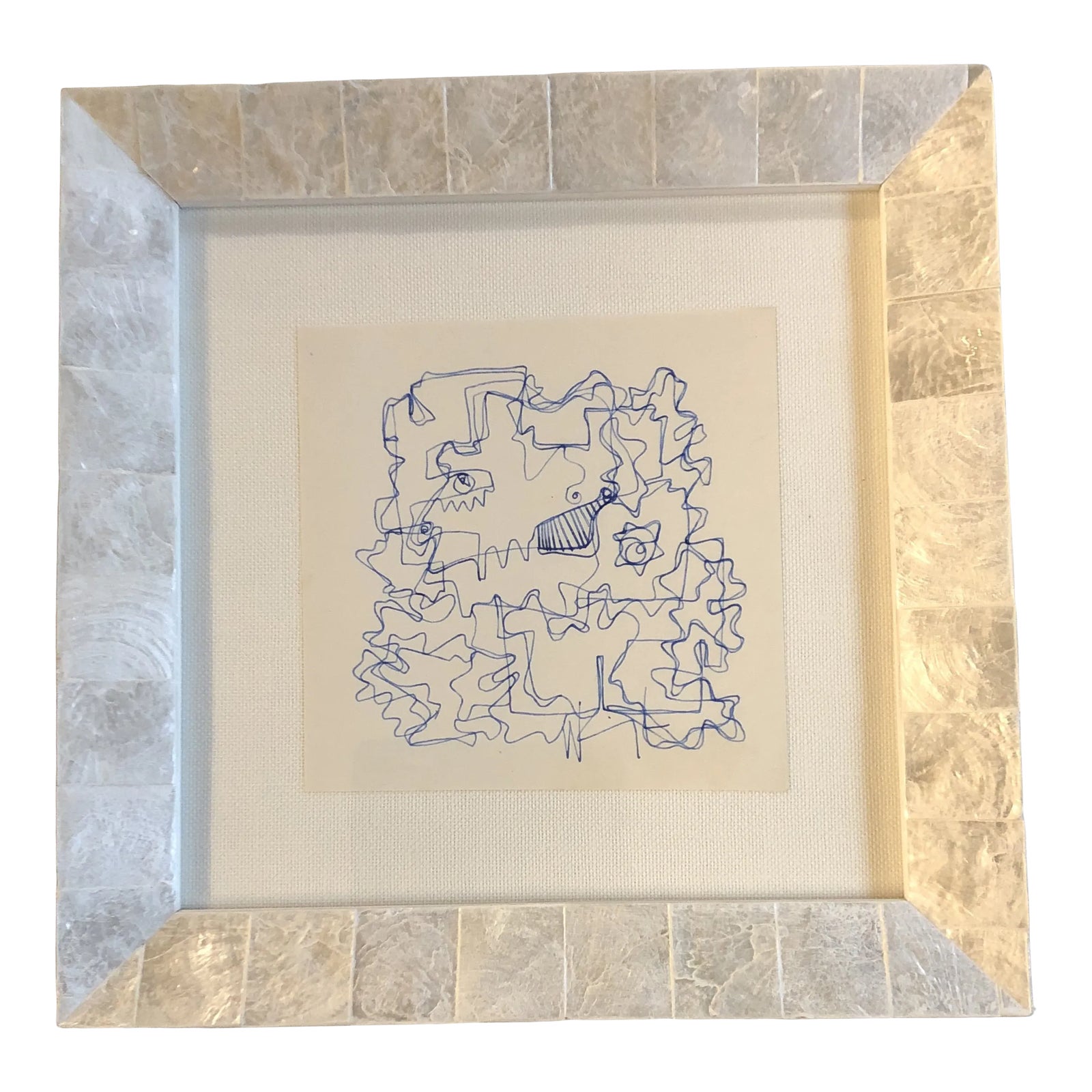 Original Vintage Wayne Cunningham Small Abstract Ink Drawing Pearlized ...