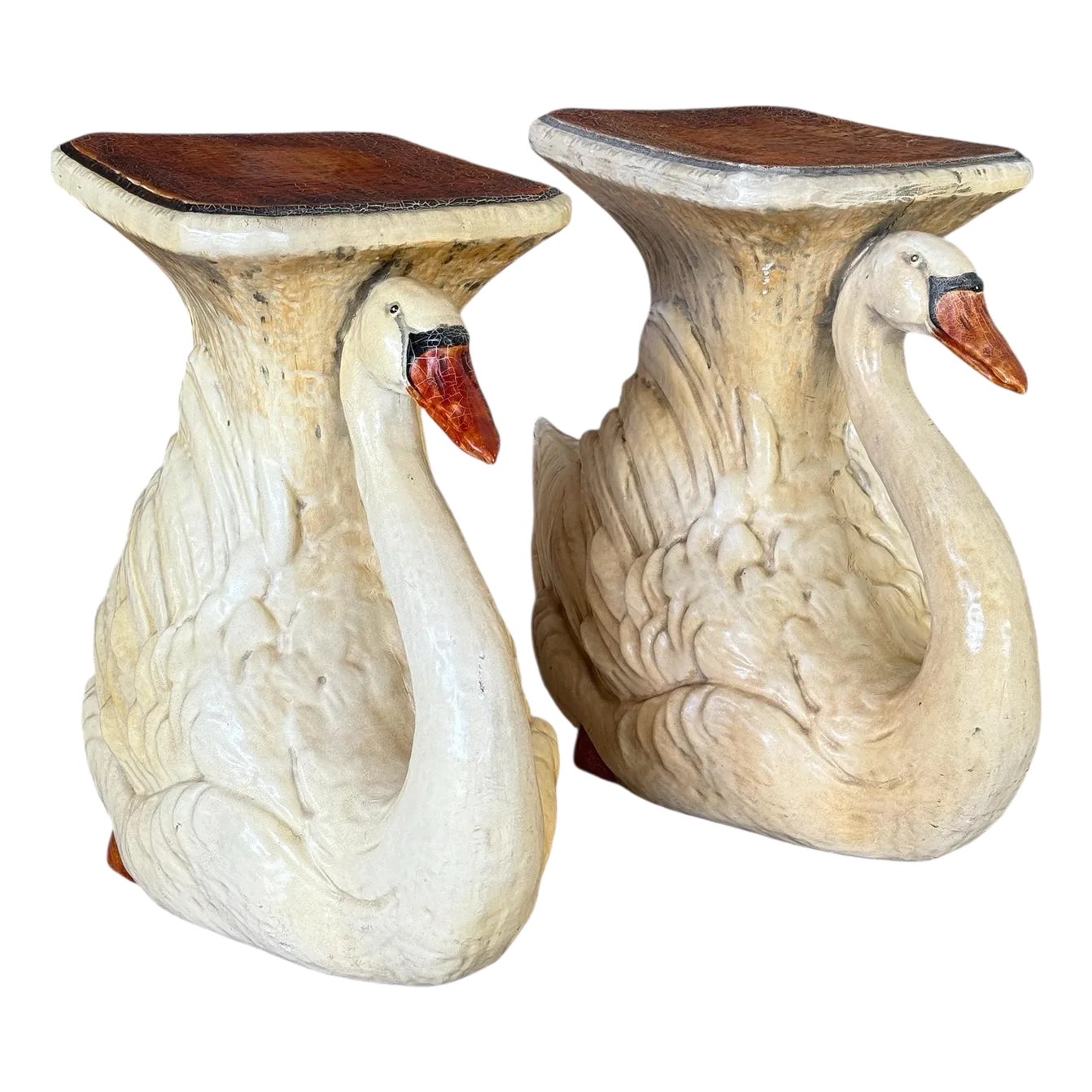 Mid-20th Century Monumental Cast Resin Swan Side Tables or Sculptures ...