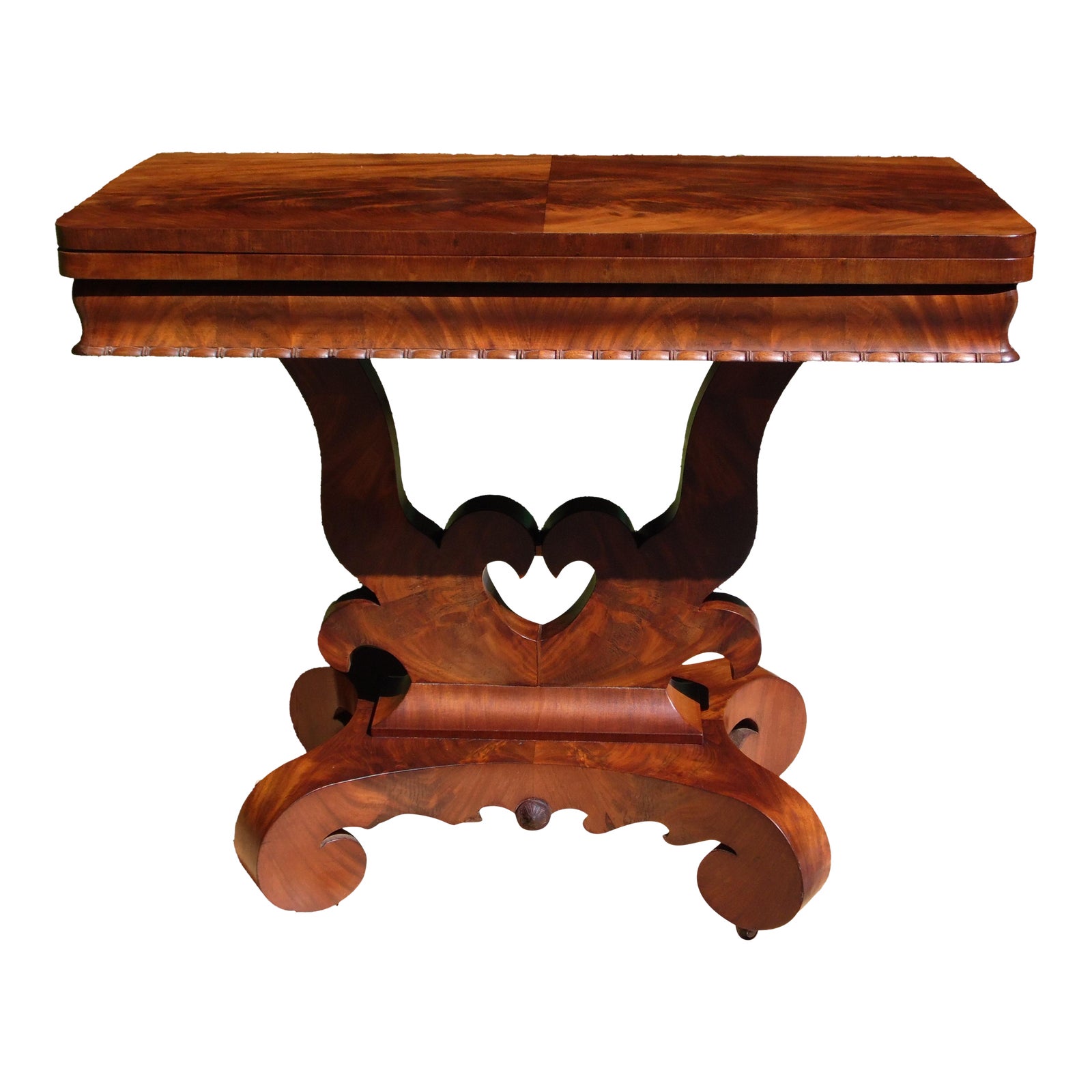 Antique 19th C Empire Flame Mahogany Swivel Top Console Game Table ...