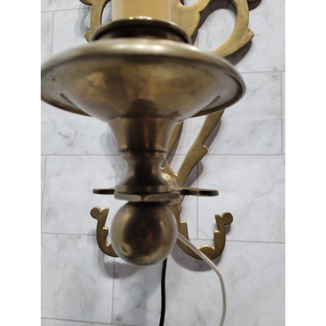 Vintage Large Brass Wall Sconce Single Candle Lamps - a Pair | Chairish
