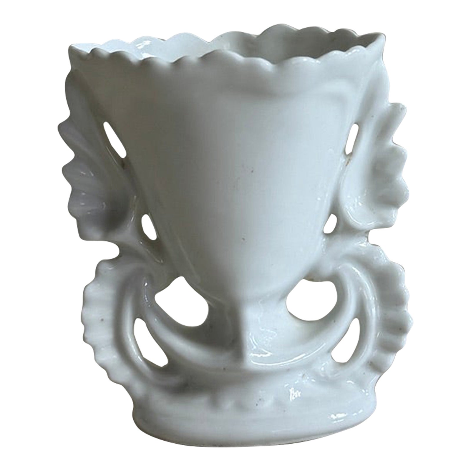 Antique Petite White Ceramic Altar Vase | Chairish