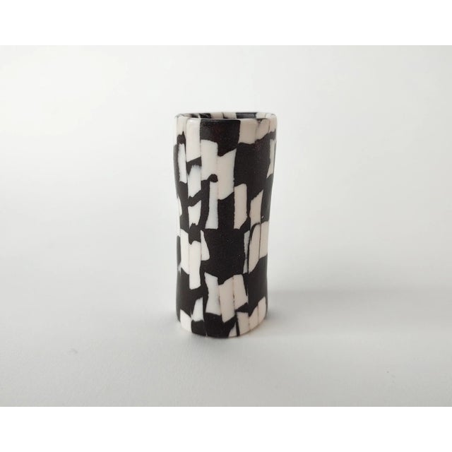 Black and White Miniature Distorted Checker Ceramic Bud Vase by Fizzy ...