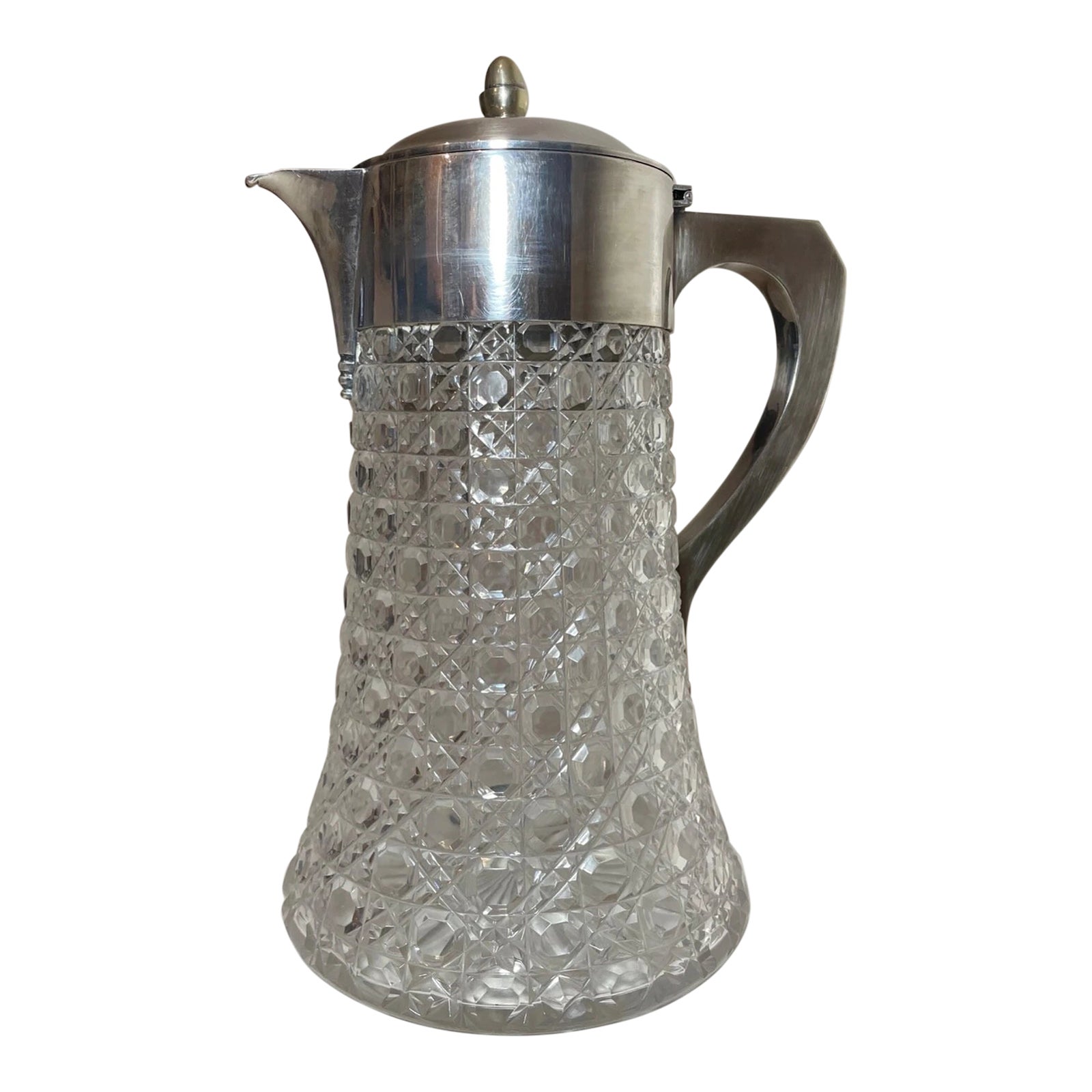 Antique Mappin & Webb Silver Plate Cut Crystal Claret Water Pitcher Ice ...