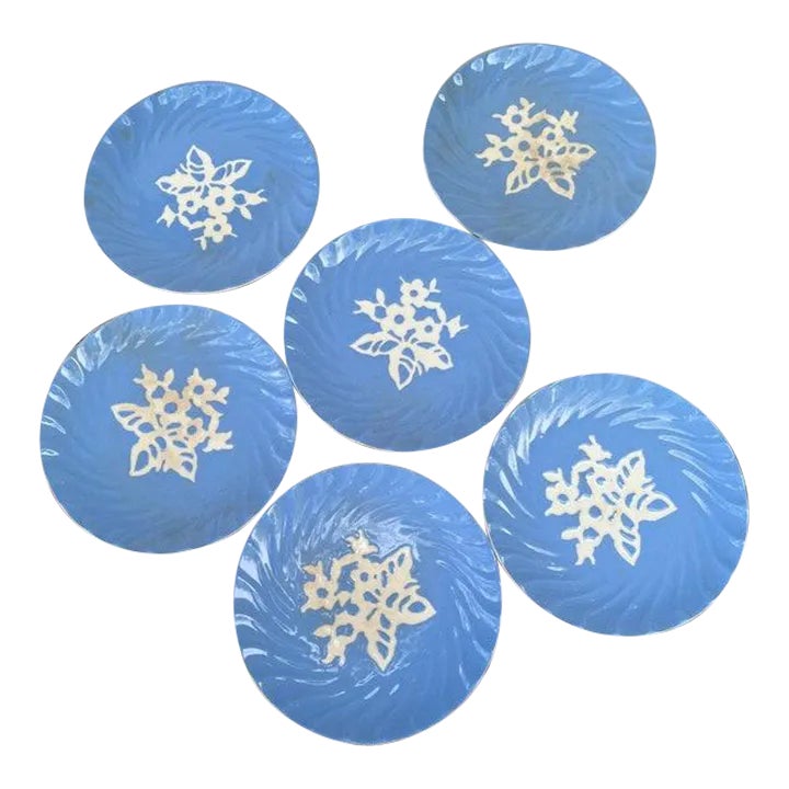 1930s Cameo Ware Blue Luncheon Plate Set by Harker Pottery- Set of 6 ...