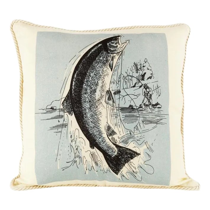 Casting a Line Linen Pillow | Chairish