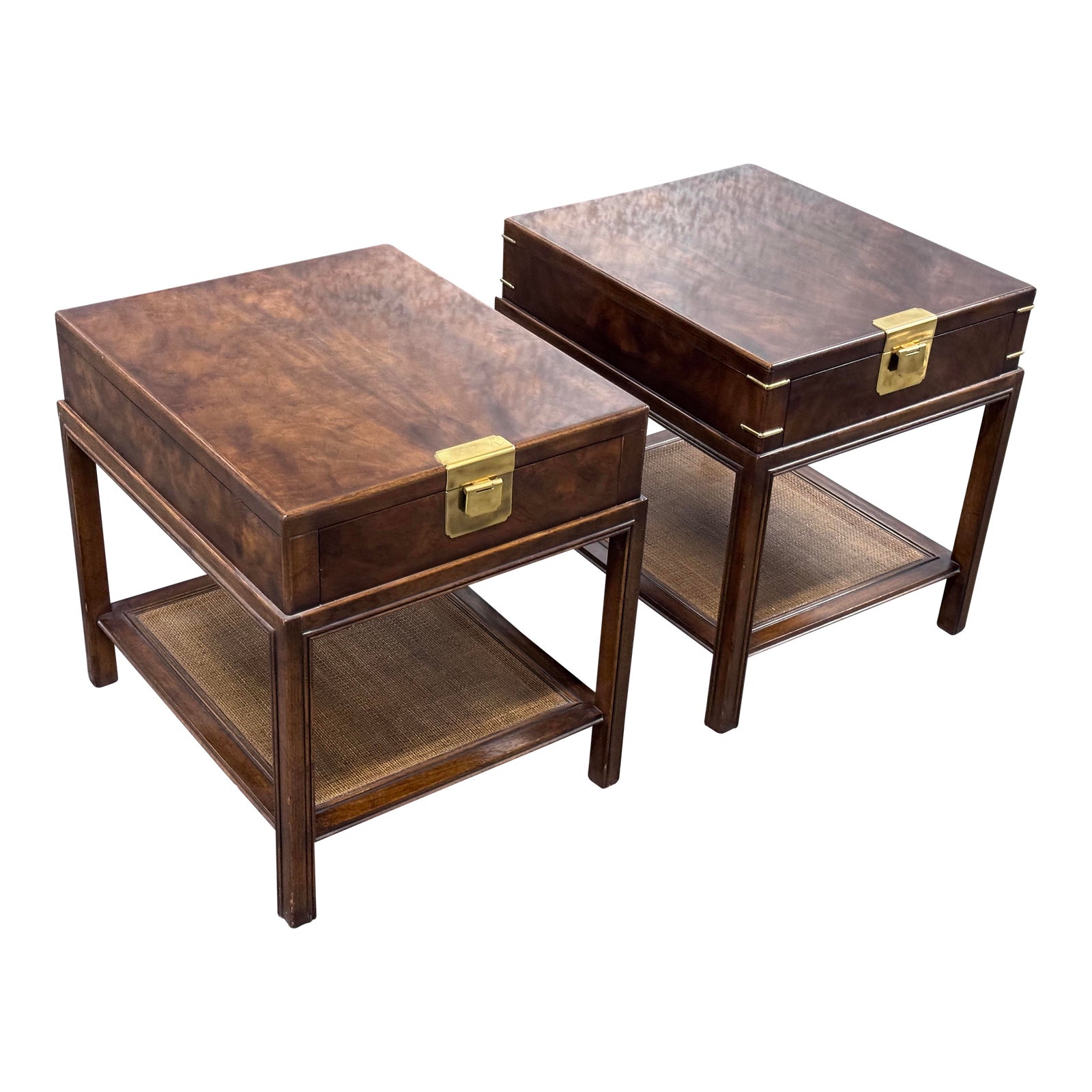 Vintage Drexel Heritage Burlwood Nightstands, a Pair | Chairish