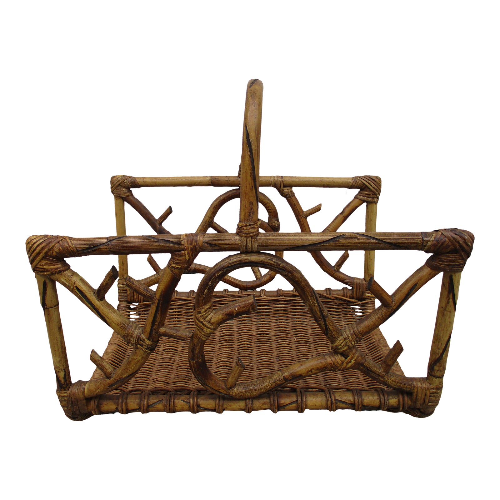 Vintage Bamboo Wicker Magazine Rack | Chairish