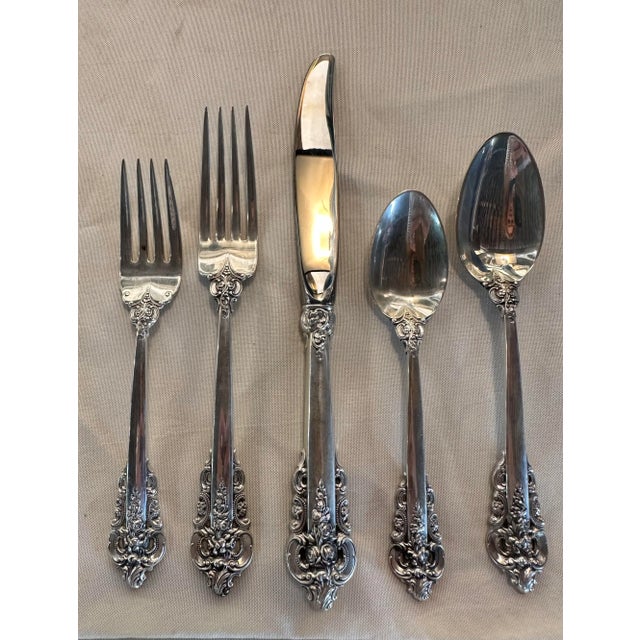 1990s Wallace Sterling Grand Baroque Flatware Set- 5 Pieces | Chairish