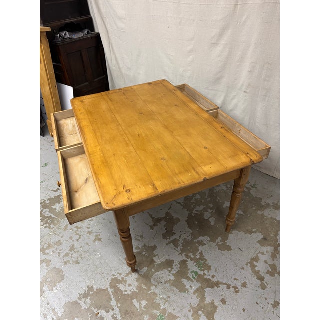 19th Century Four Drawer English Pine Prep Table | Chairish