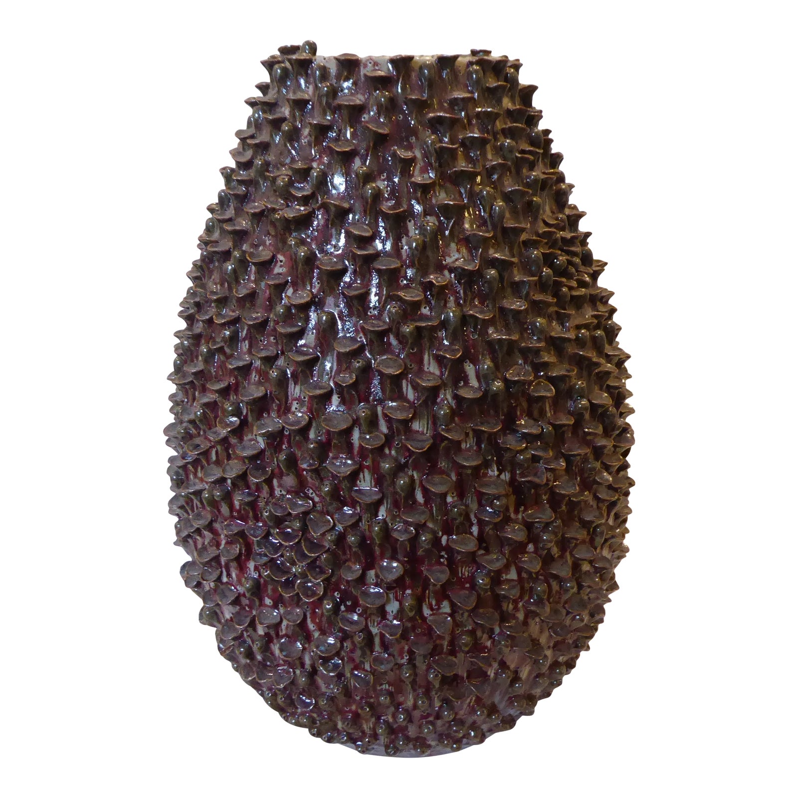 Vintage Large Sculptured Ceramic Vase | Chairish