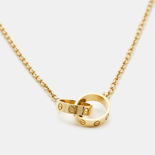 Cartier Love Interlocking Loops 18K Yellow Gold Necklace | Chairish