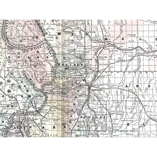 Original Antique Map of Colorado Circa 1889 Bradley's Atlas Hand ...