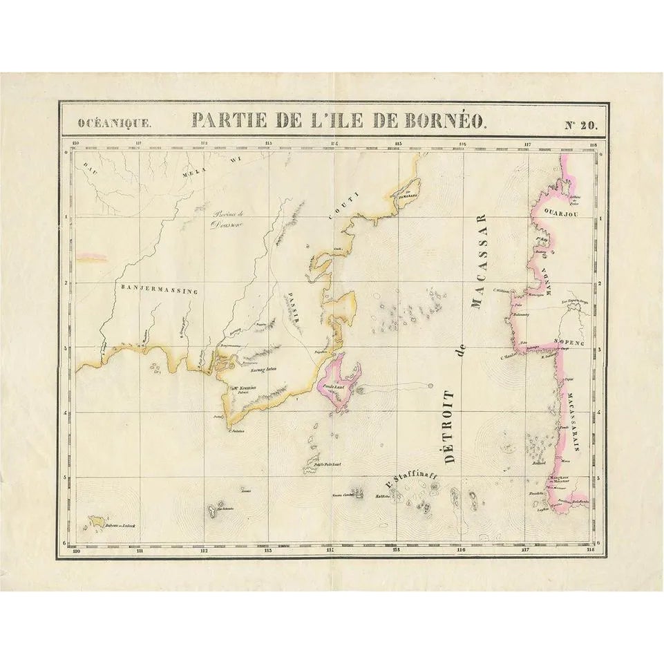 Antique Map of Borneo and Sulawesi in Indonesia, 1825 | Chairish