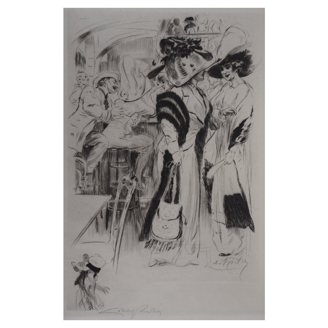 Alméry Lobel-Riche, At the Café, Original Engraving | Chairish