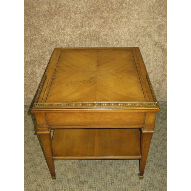 Vintage Weiman Mid Century Inlaid Side Table With Drawer, Shelf & Brass ...