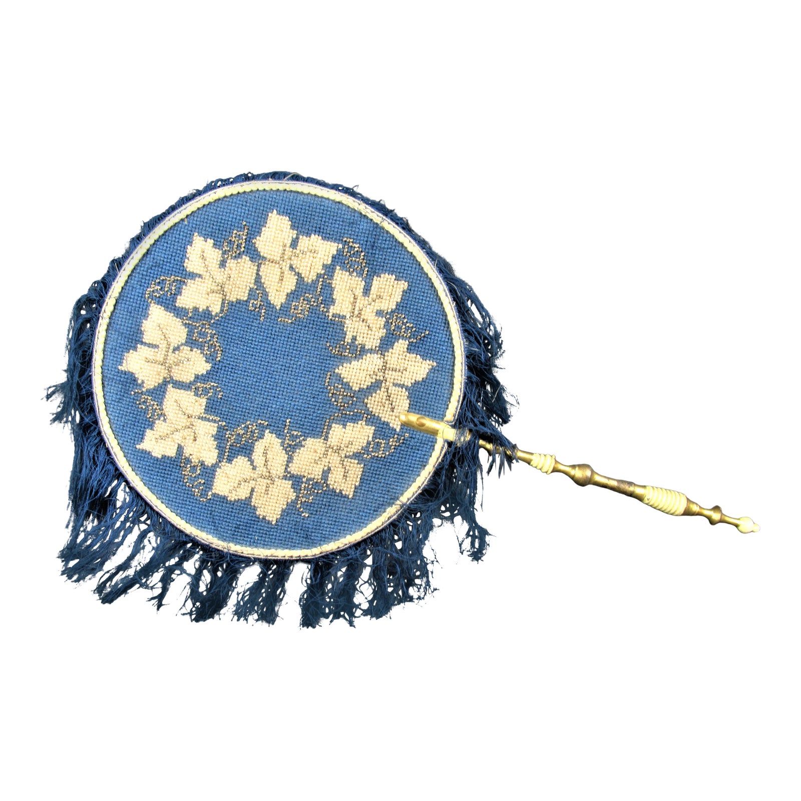 Late 20th Century Victorian Face Screen with Beaded Embroidery and ...