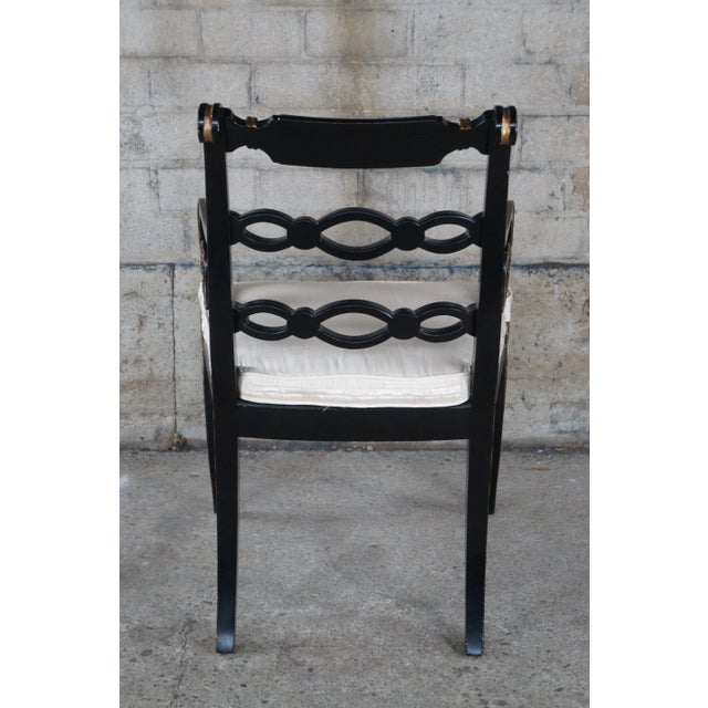 Mid 20th Century English Regency Caned Riddle Back Ebonized Black ...