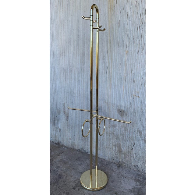 Mid Century Modern Italian Brass Coat Stand With Round Base, Italy ...