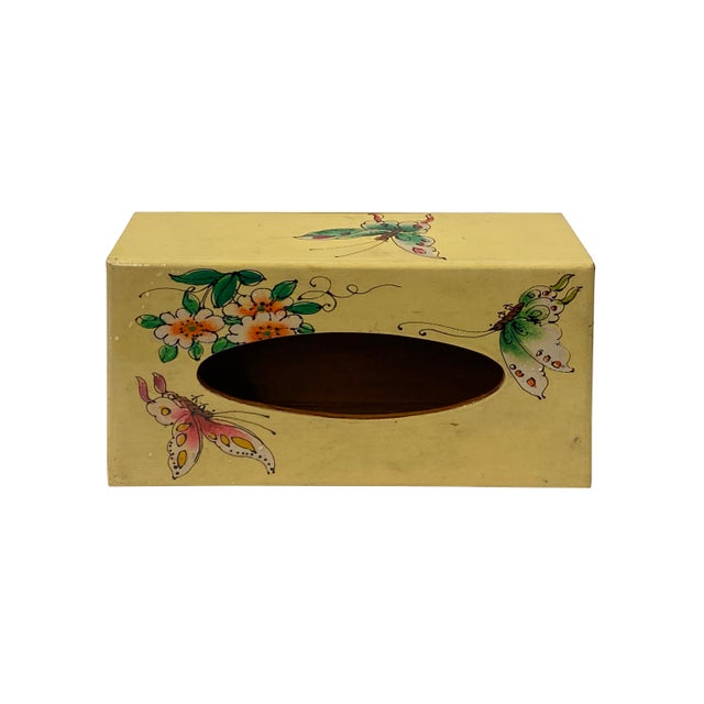 Yellow Butterflies Flowers Rectangular Shape Container Tissue Box ...