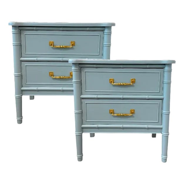 Pair of Henry Link Bali Hai Nightstands | Chairish