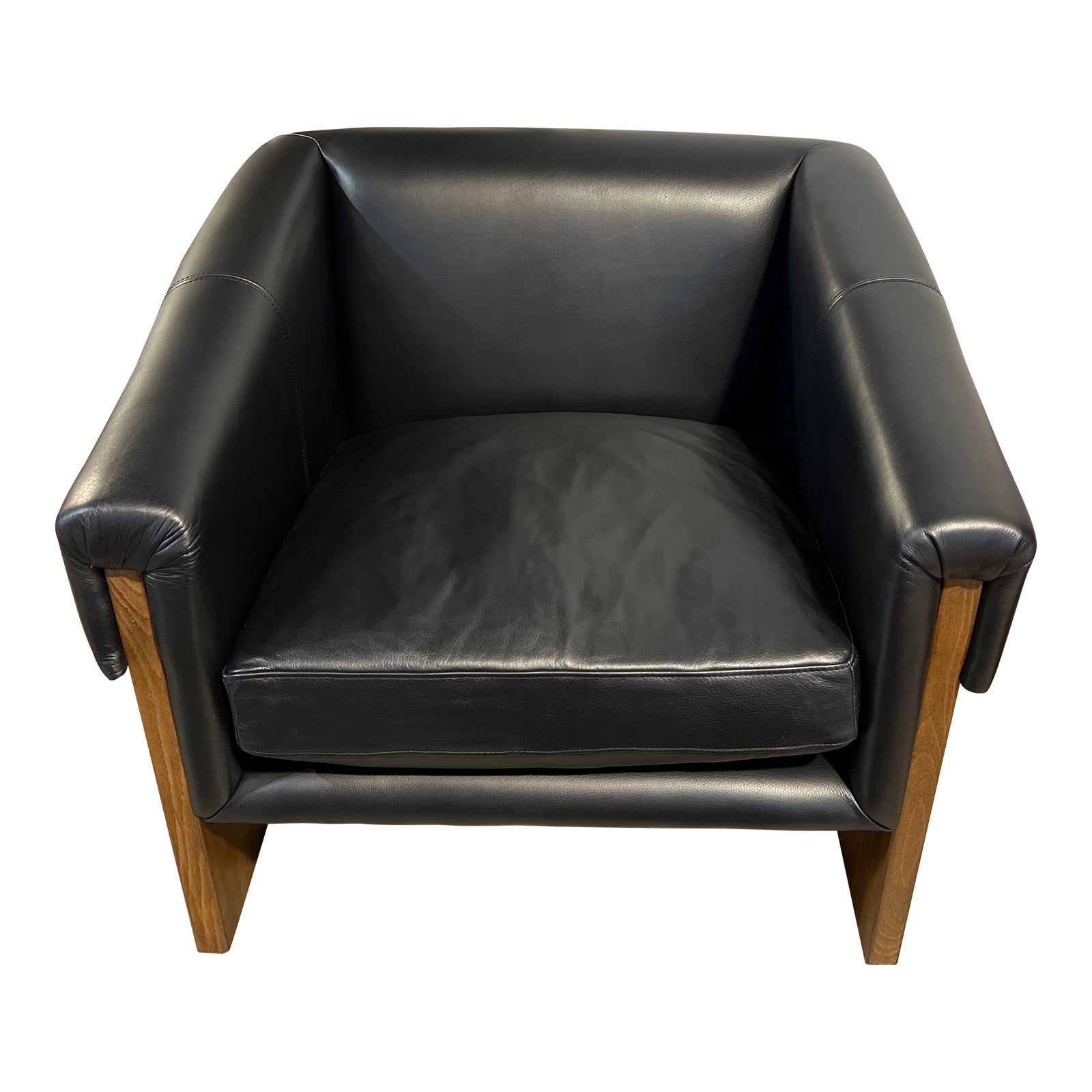 Four Hands Black Leather Cairo Chair | Chairish