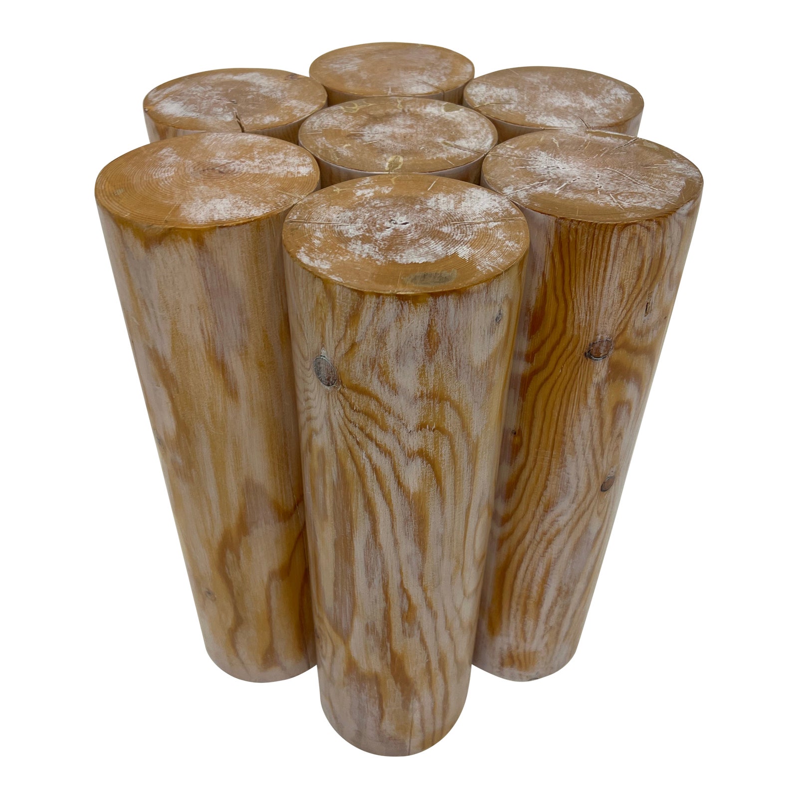 Vintage Rustic Wood Tubes Table | Chairish