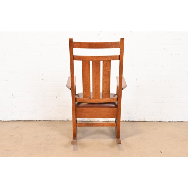 Stickley Harvey Ellis Collection Arts & Crafts Oak and Leather Rocking ...