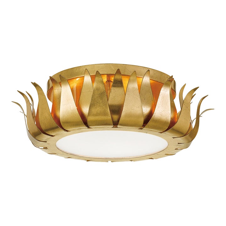 Broche 3 Light Antique Gold Flush Mount Ceiling Lamp | Chairish