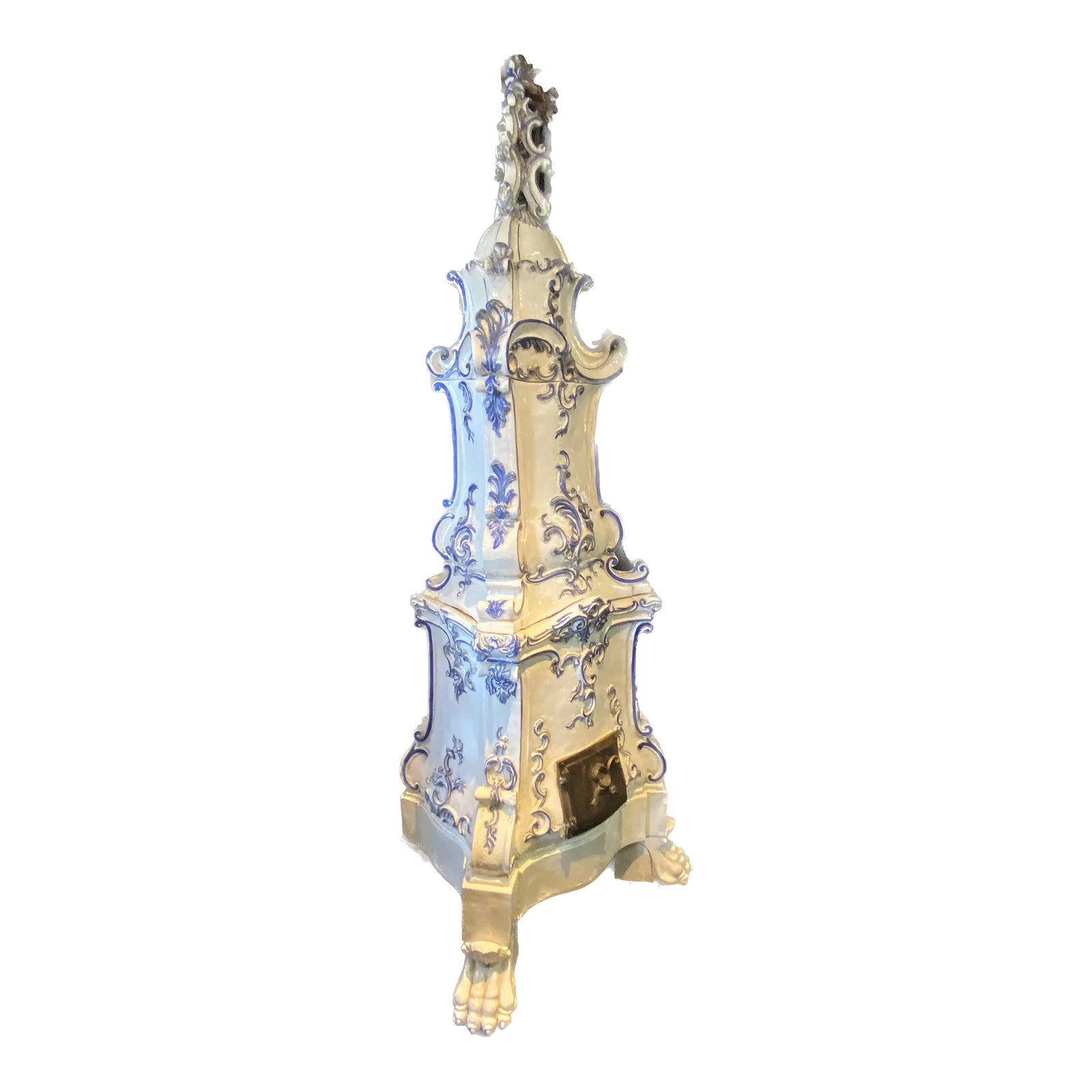 19th Century Italian Rococo Style Majolica Stove | Chairish