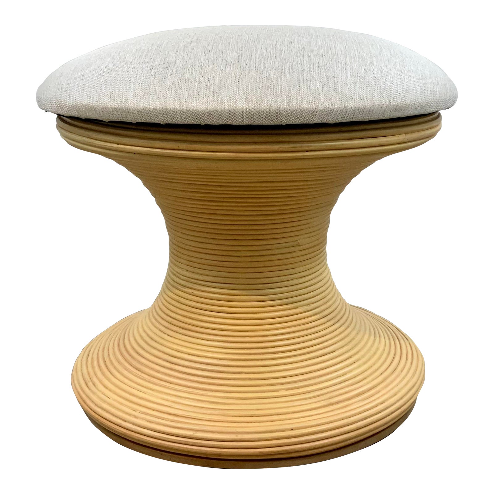 Organic Modern Tan Rattan Hourglass Storage Stool | Chairish
