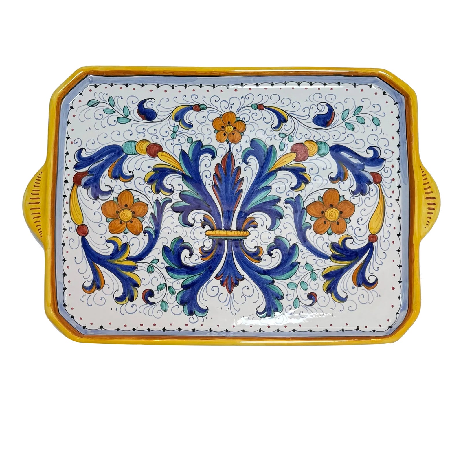 Large Italian Hand Painted Ricco Deruta Pottery Butler’s Tray - 18”x12 ...