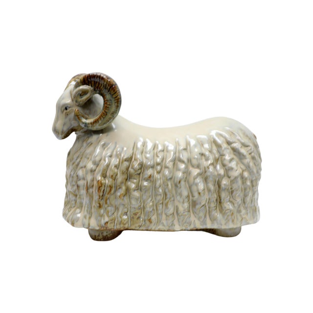 1970s Glazed Ceramic Merino Ram | Chairish