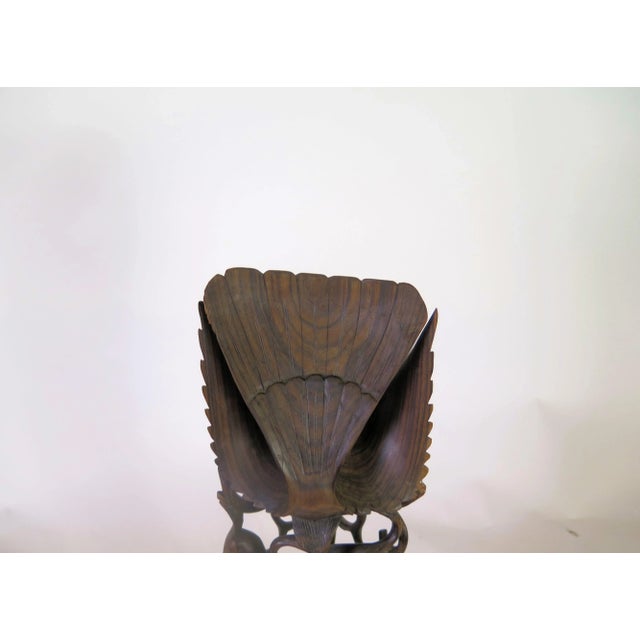Detailed Hand Carved Teak Wood Bird Sculpture | Chairish