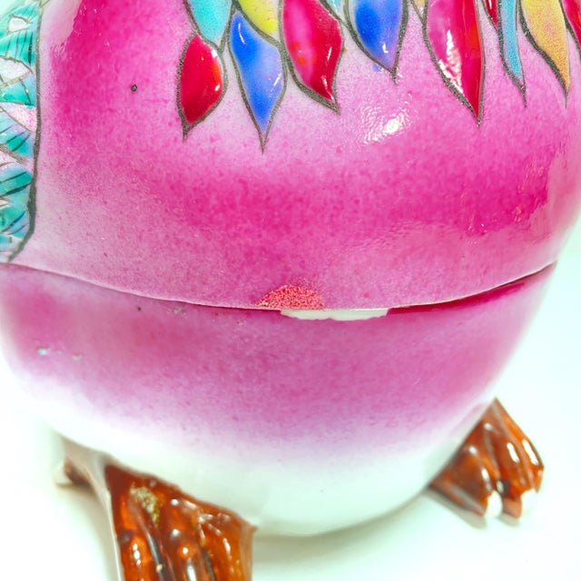 Mid 20th Century Large Chinese Famille Rose Rooster Covered Dish | Chairish