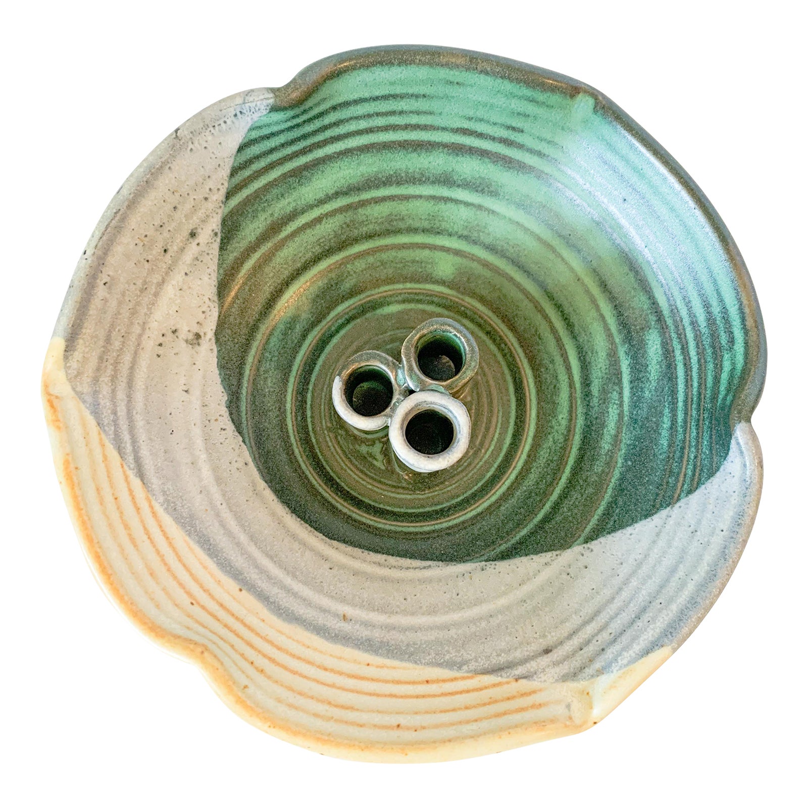 Late 20th Century Ikebana Bowl Glazed Studio Pottery | Chairish